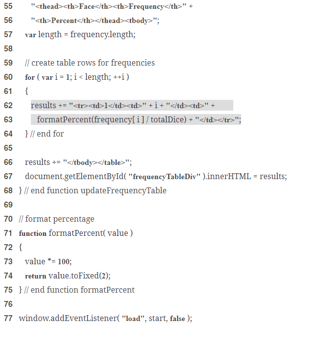 Solved 1 // Fig. 10.10: RollDice.js 2 // Summarizing | Chegg.com