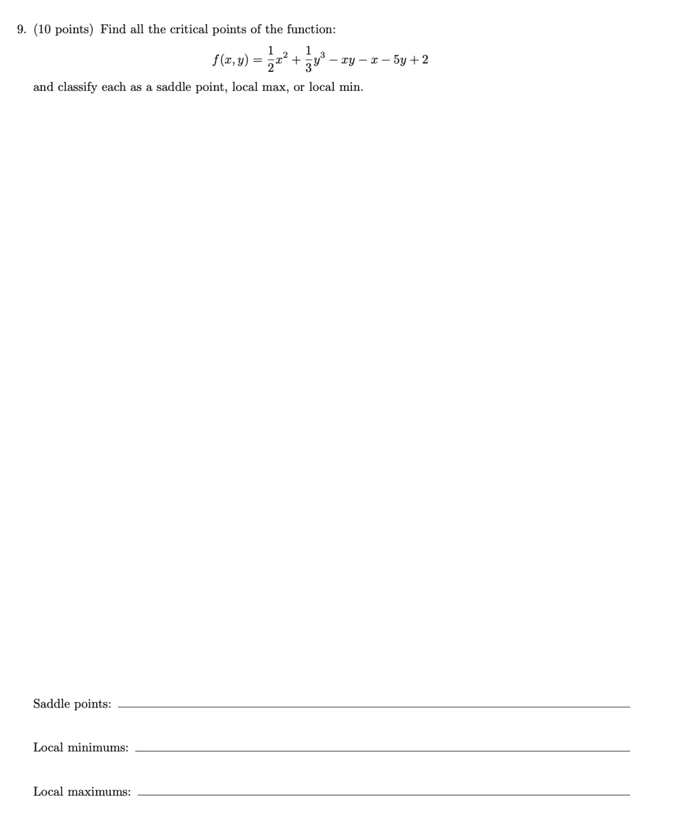 Solved (10 ﻿points) ﻿Find all the critical points of the | Chegg.com