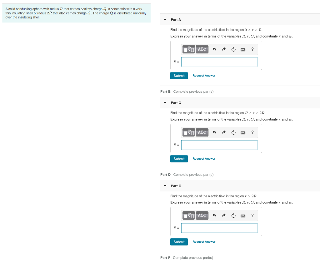 Solved A solid conducting sphere with radius R that carries | Chegg.com