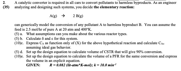 Solved A catalytic converter is required in all cars to | Chegg.com