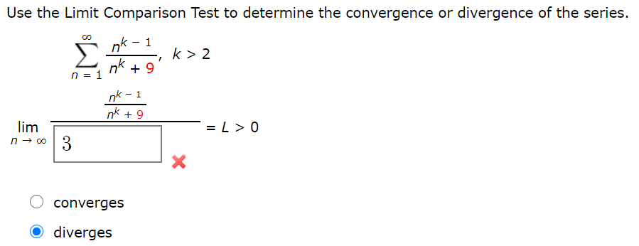 Solved Use the Limit Comparison Test to determine the | Chegg.com