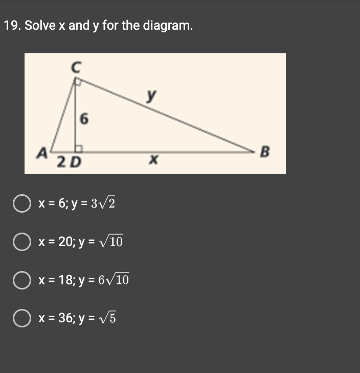 Solved 19. Solve x and y for the diagram. | Chegg.com
