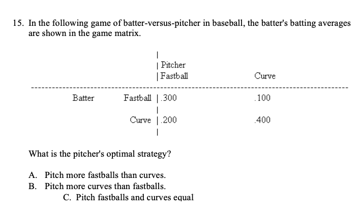 Solved 8. Given the following two-person zero-sum game, | Chegg.com