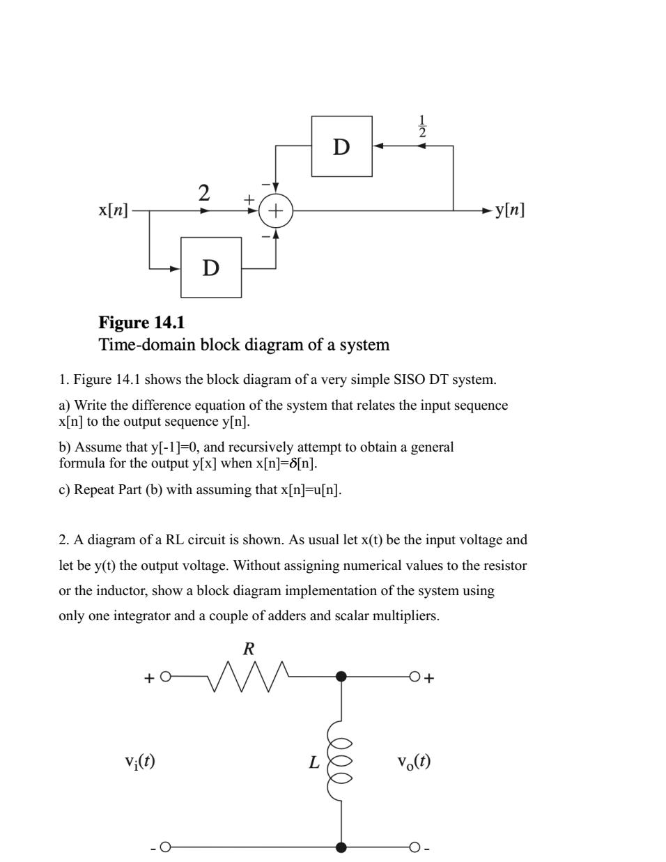 Solved Ž D 2 + x[n] y[n] D Figure 14.1 Time-domain block | Chegg.com