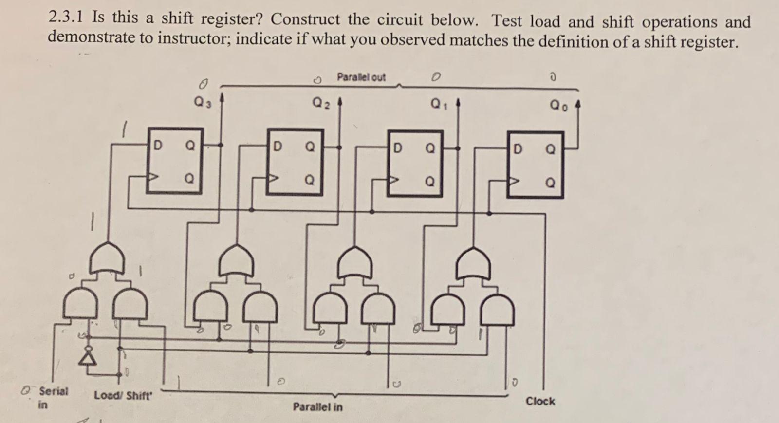 Solved 2.3.1 Is this a shift register? Construct the circuit | Chegg.com