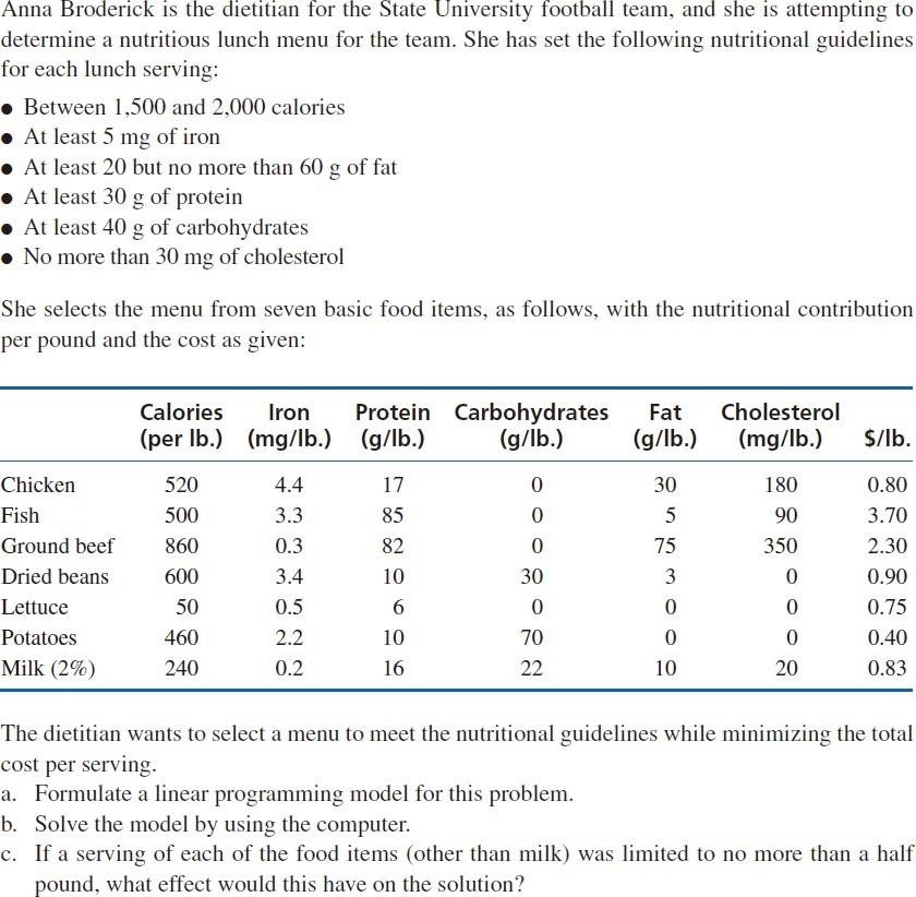 Solved Anna Broderick is the dietitian for the State | Chegg.com