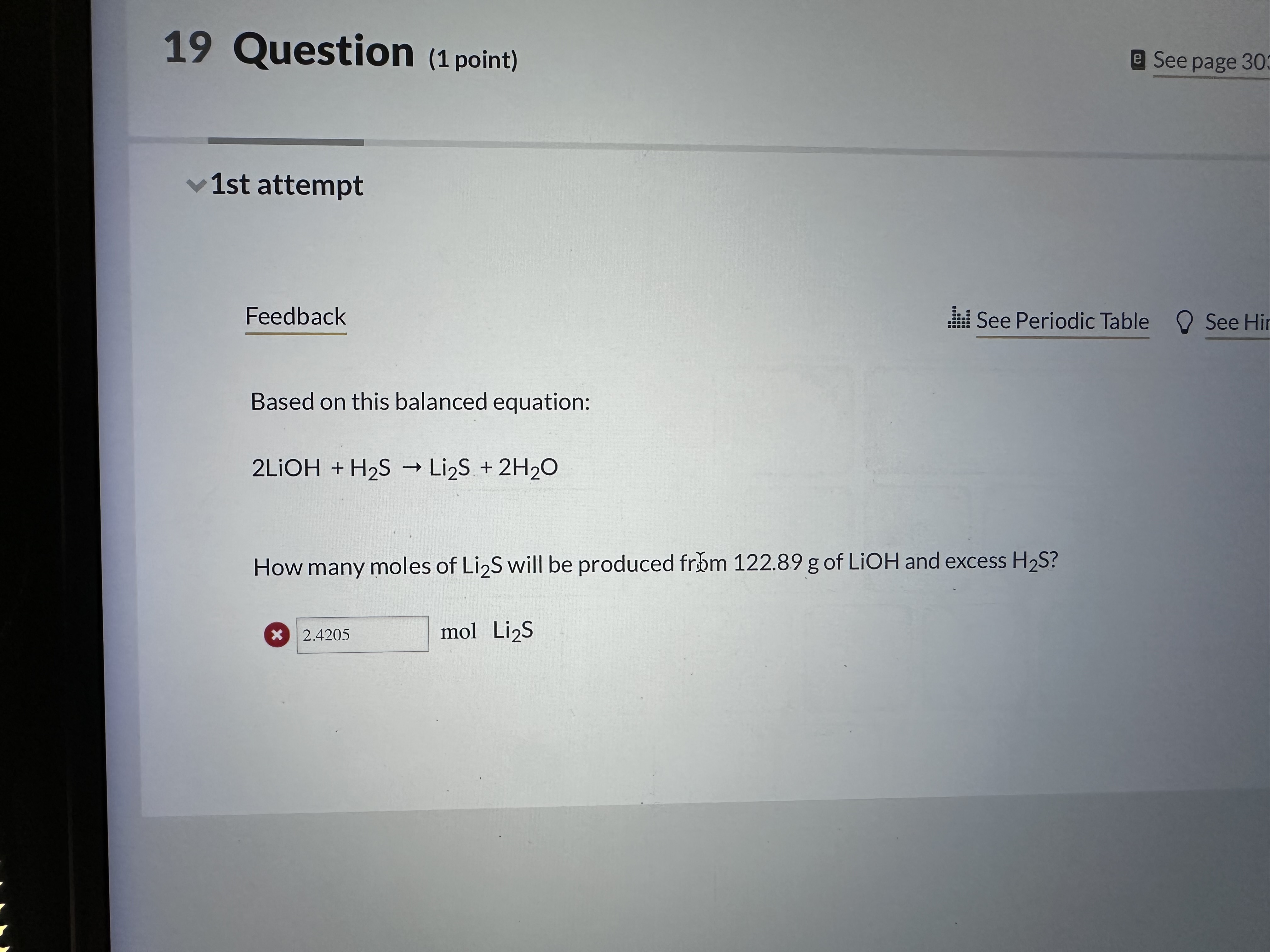Solved 1st attemptFeedbackBased on this balanced | Chegg.com