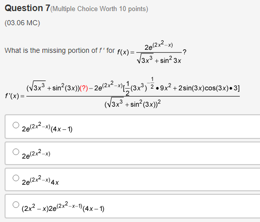 Solved Question 7 Multiple Choice Worth 10 points) (03.06 | Chegg.com
