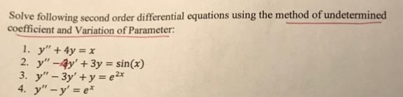 Solved Solve following second order differential equations | Chegg.com
