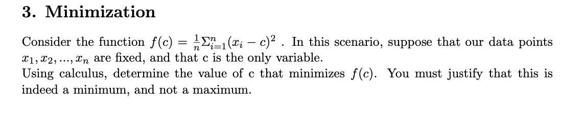 Solved 3. Minimization Consider the function | Chegg.com