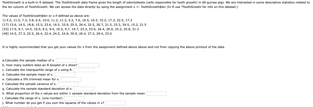 Solved Tooth Growth is a built-in R dataset. The Tooth | Chegg.com