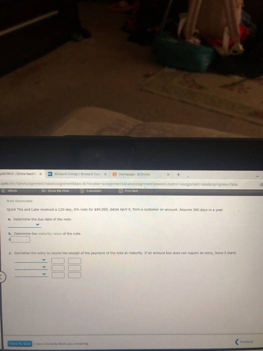 Solved Note Receivable Quick Tire and Lube received a | Chegg.com