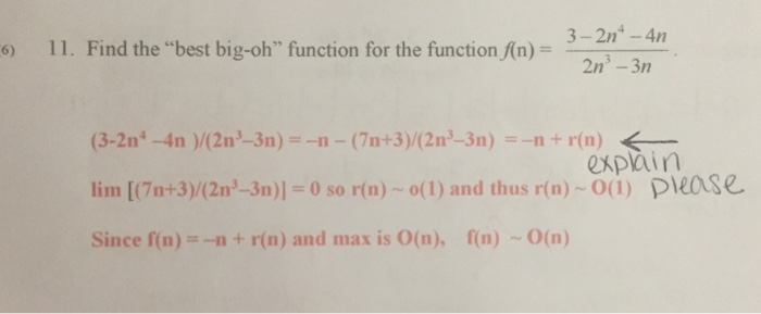 Solved 3-2n-4n 2n3 -3n 6) 11. Find the "best big-oh" | Chegg.com
