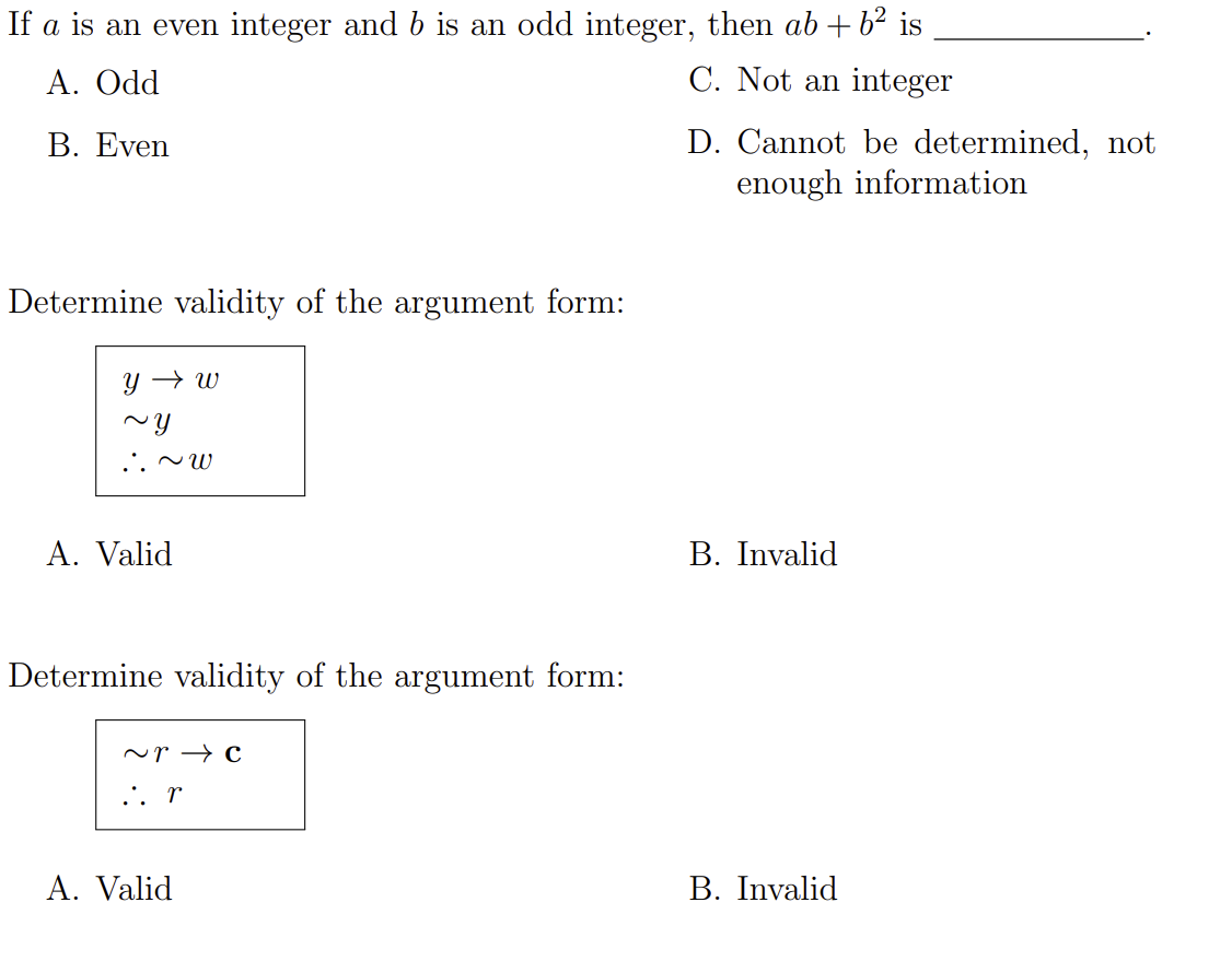 Solved If a is an even integer and b is an odd integer, then | Chegg.com