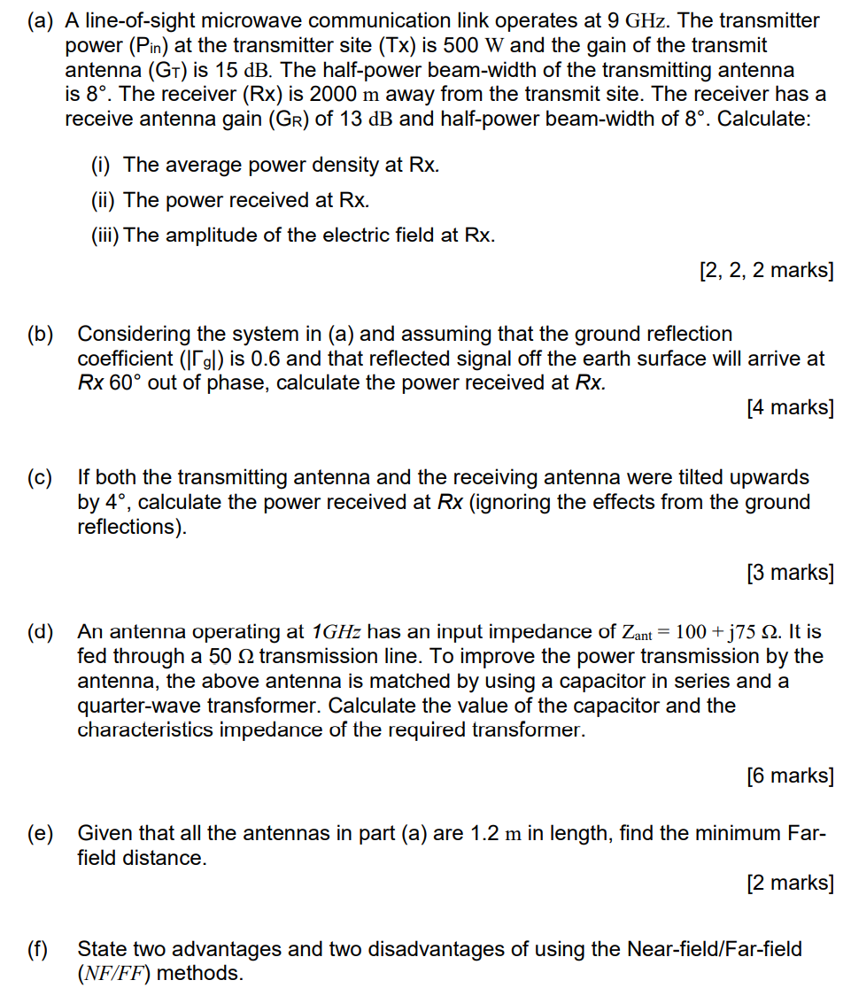 (a) A line-of-sight microwave communication link | Chegg.com