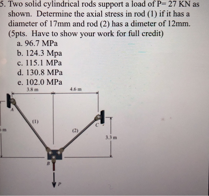 Solved 5. Two solid cylindrical rods support a load of P- 27 | Chegg.com