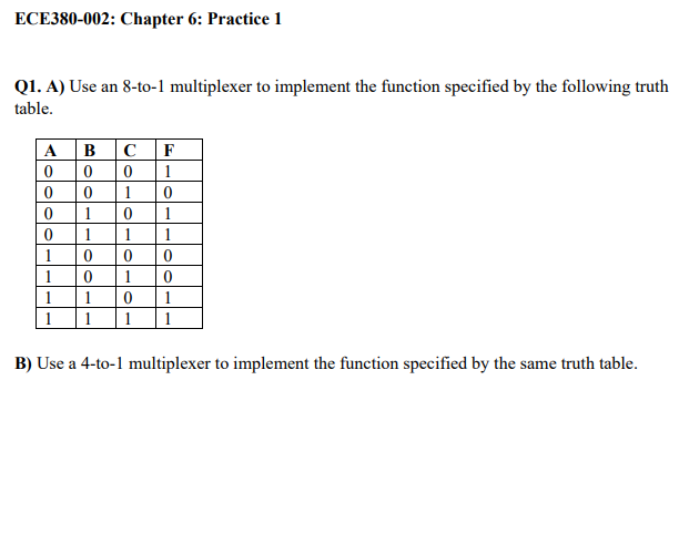 Solved Ece380 002 Chapter 6 Practice 1 Q1 A Use An