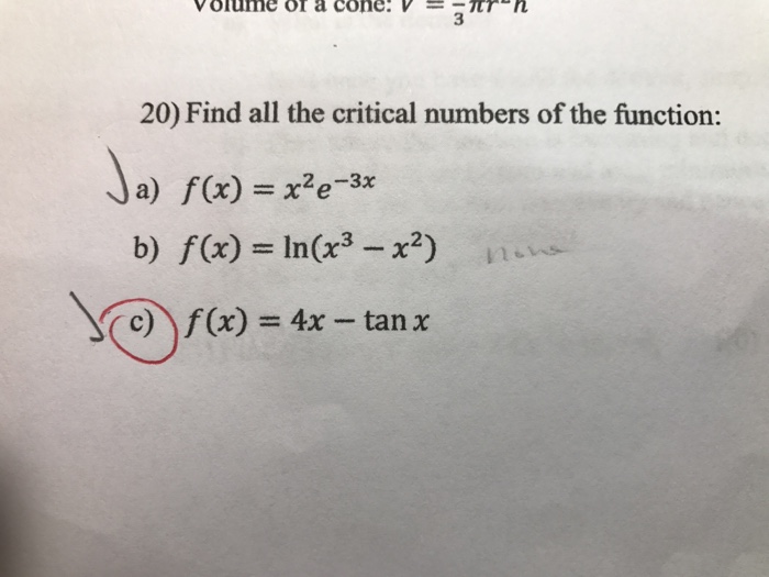 Solved Find all the critical numbers of the function: a) | Chegg.com