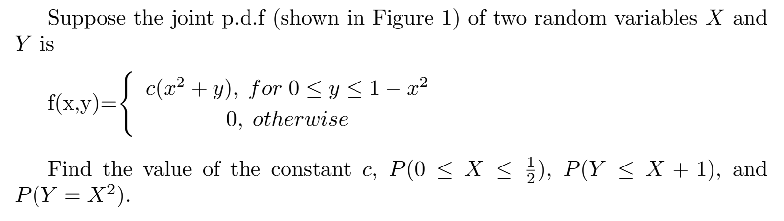 Solved Suppose the joint p.d.f (shown in Figure 1) of two | Chegg.com