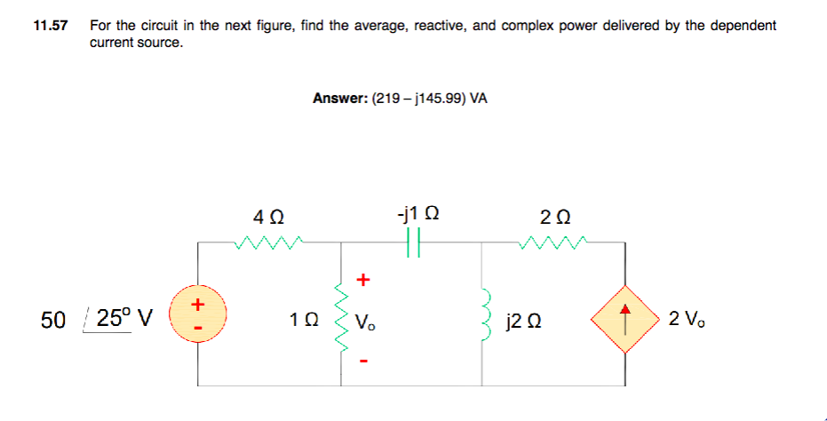 Solved 11.57 For the circuit in the next figure, find the | Chegg.com