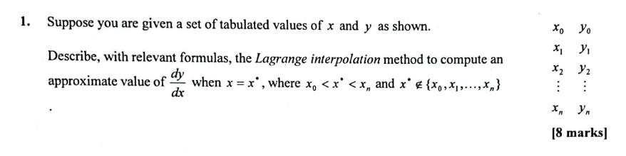 Solved Please Answer The Following Numerical Method Question 