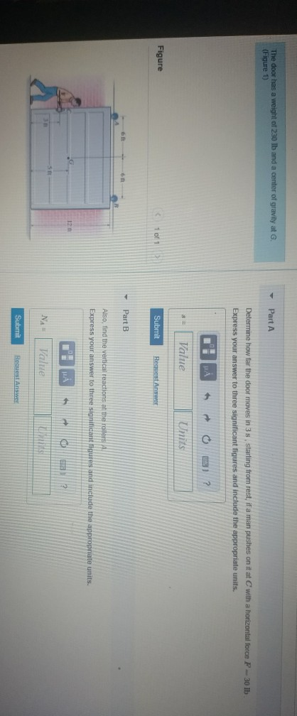 Solved Part A (Figure 1) Determine how far the door moves in | Chegg.com