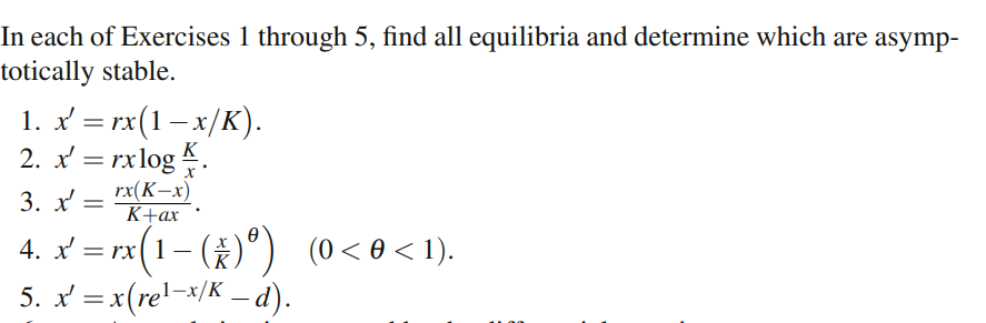 Solved In each of Exercises 1 through 5, find all equilibria | Chegg.com