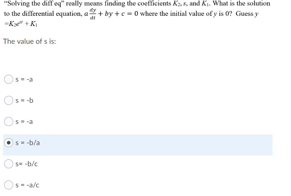 Solved “Solving the diffeq” really means finding the | Chegg.com