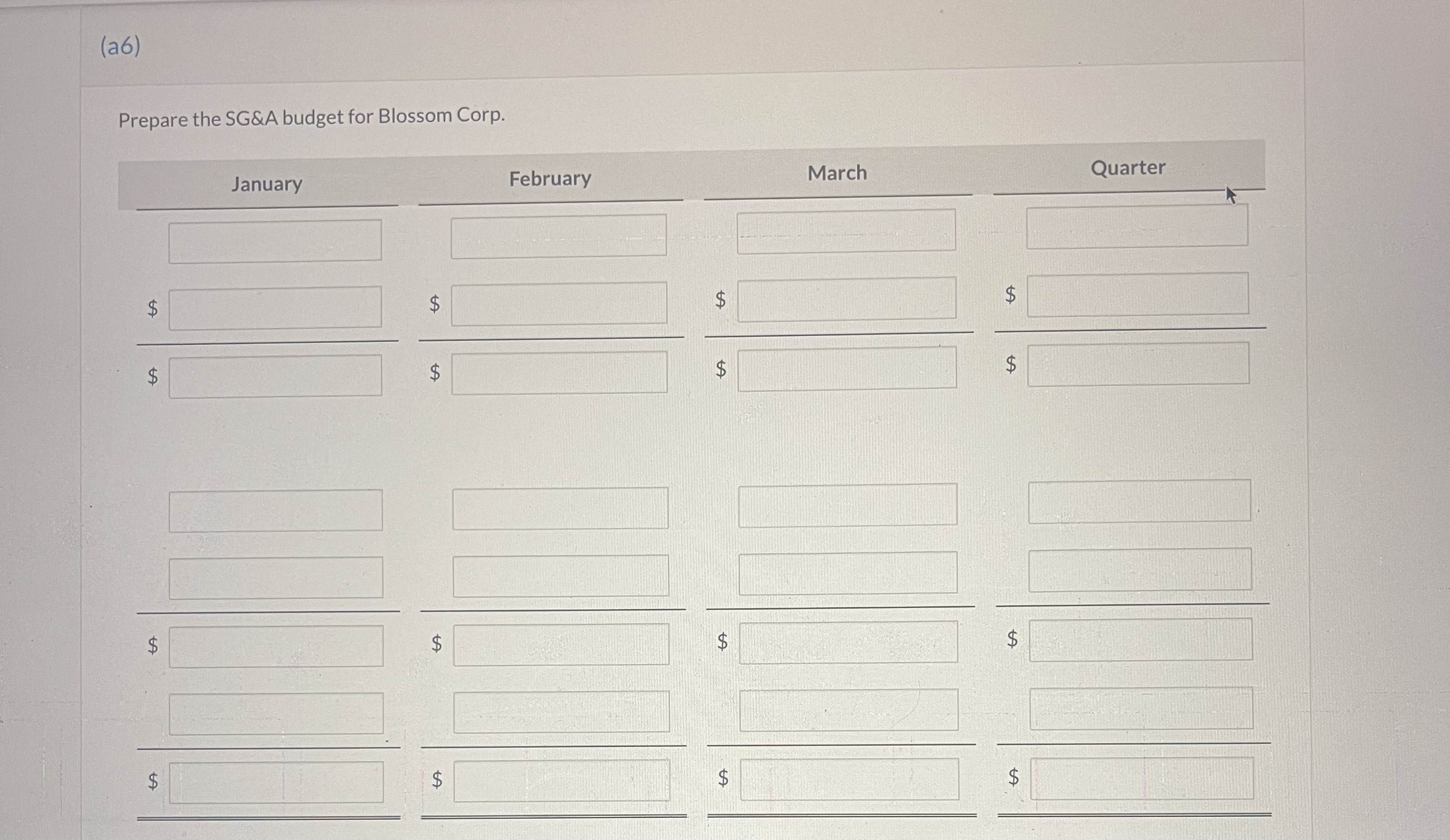 Prepare the schedule of COGS for Blossom's first | Chegg.com
