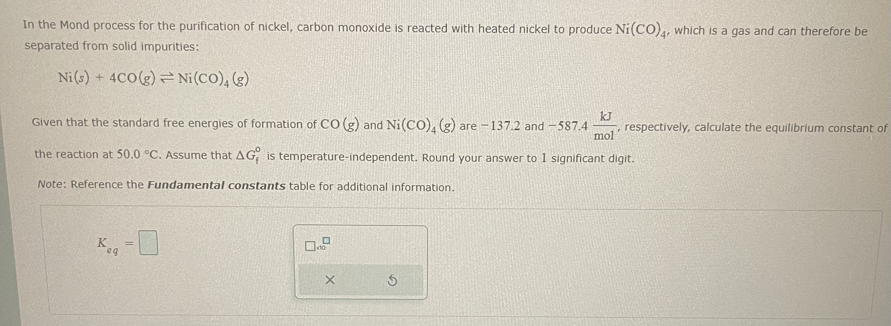 In the Mond process for the purification of nickel, | Chegg.com