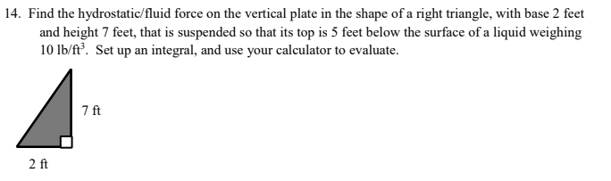 Solved 14. Find the hydrostatic/fluid force on the vertical | Chegg.com