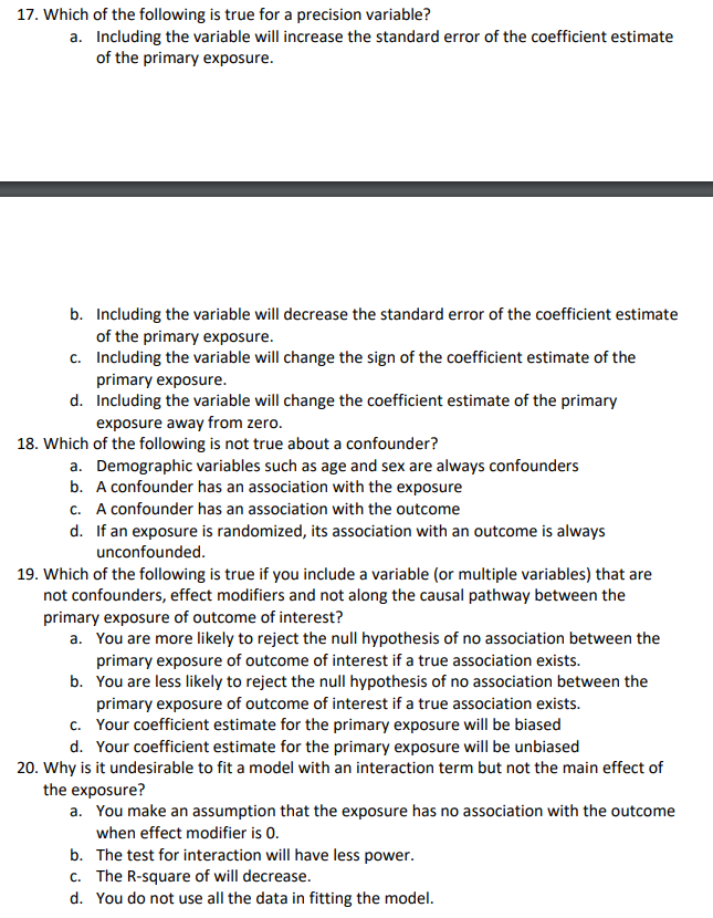 Solved 17. Which of the following is true for a precision | Chegg.com