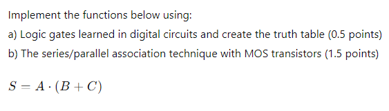 Solved Implement the functions below using:a) ﻿Logic gates | Chegg.com