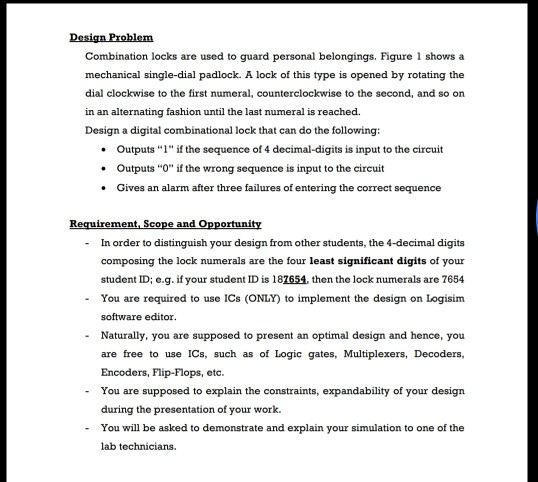 Design Problem Combination locks are used to guard | Chegg.com