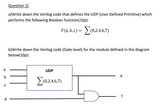 Solved Question 2) a) Write down the Verilog code that | Chegg.com