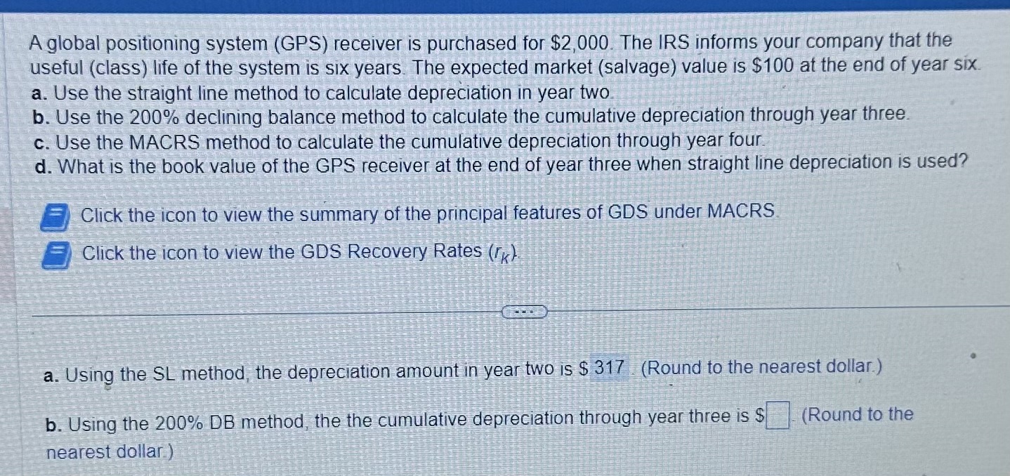 Solved A global positioning system (GPS) receiver is | Chegg.com