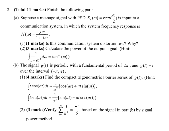 Solved (Total 11 marks) Finish the following parts. (a) | Chegg.com