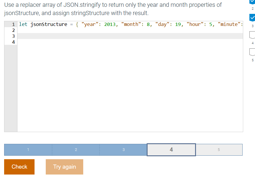 Solved Use A Replacer Array Of Json Stringify To Return Only Chegg Com