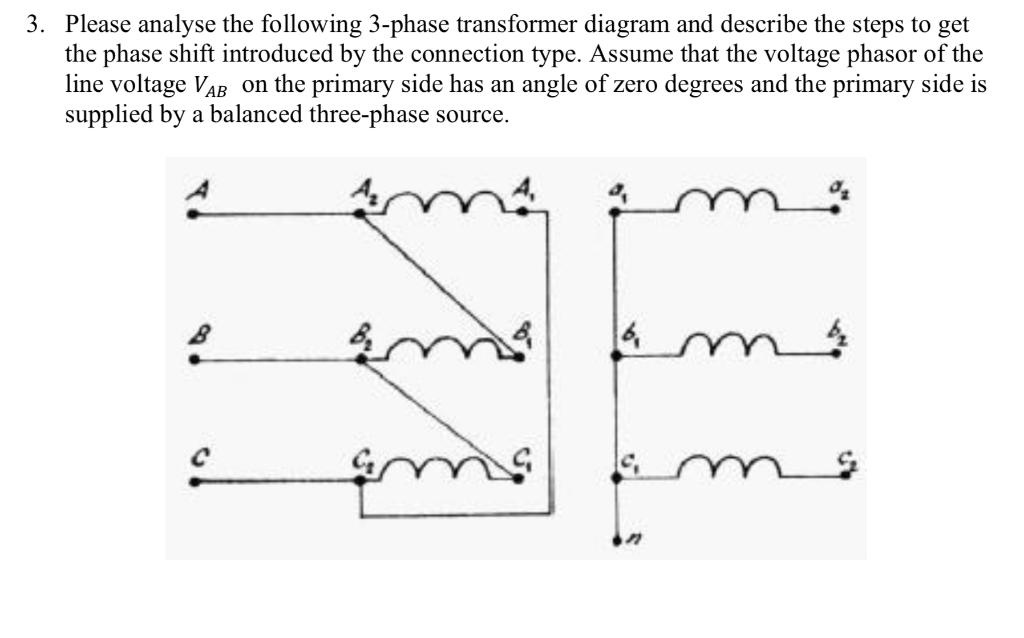 Solved 3. Please analyse the following 3-phase transformer | Chegg.com