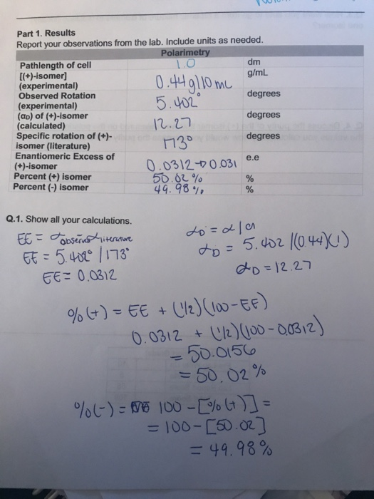 Polarimetry Experiment Lab Report PDF) Physical Chemistry Lab Report
