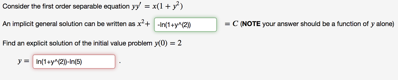 Solved Consider The First Order Separable Equation Yy X 1