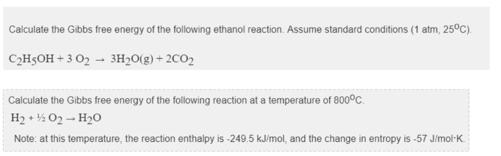 Solved Calculate the Gibbs free energy of the following | Chegg.com
