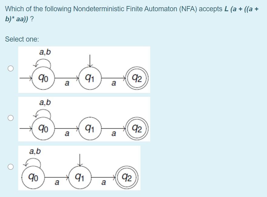 Solved Which of the following Nondeterministic Finite | Chegg.com
