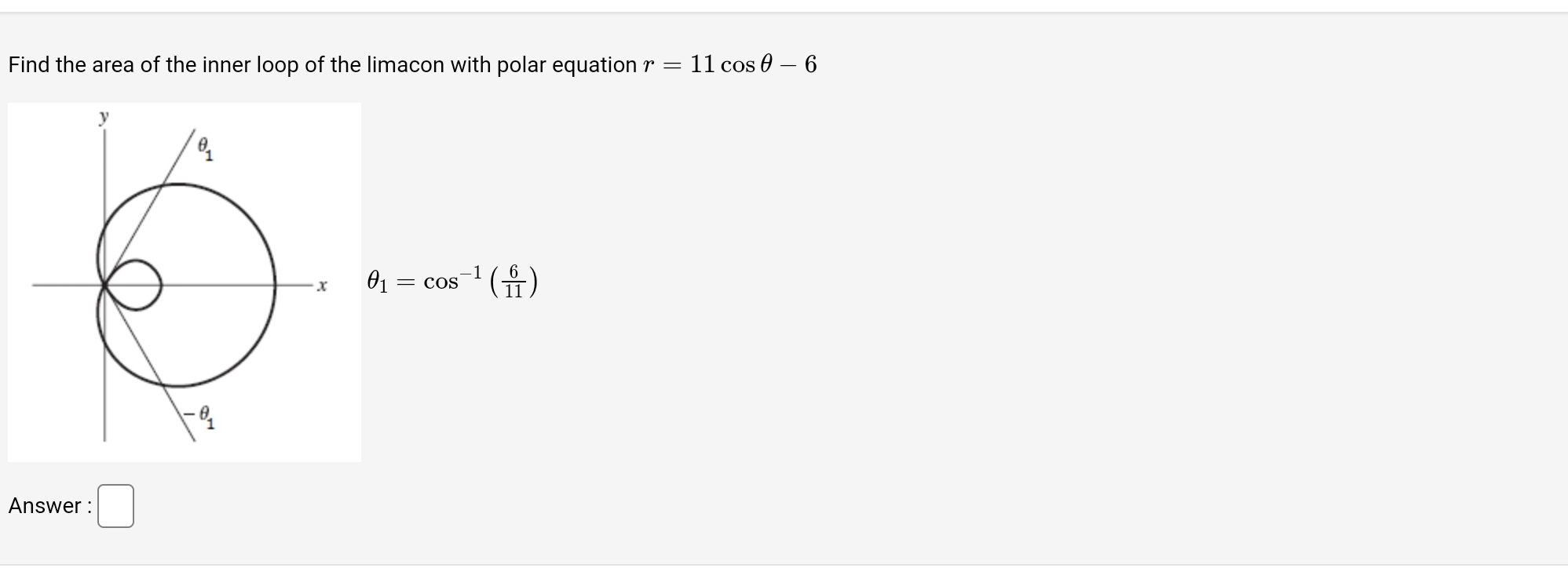 Solved Find the area of the inner loop of the limacon with | Chegg.com