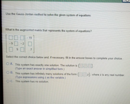 Solved Use the Gauss-Jordan method to solve the given system | Chegg.com