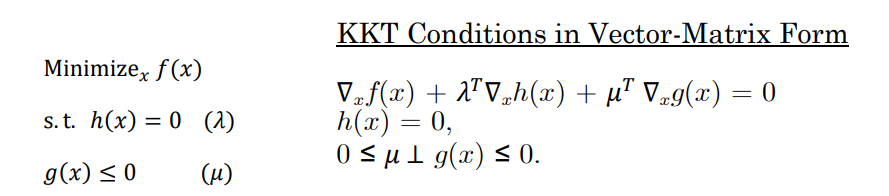 KKT Conditions in Vector-Matrix Form Minimize xf(x) | Chegg.com