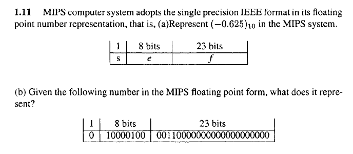 Solved 1.11 MIPS computer system adopts the single precision | Chegg.com