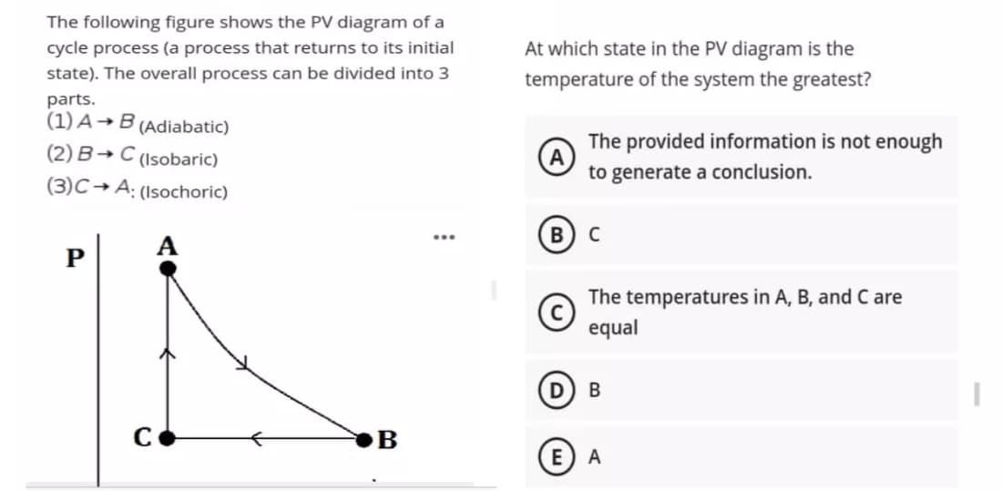 Solved At which state in the PV diagram is the temperature | Chegg.com