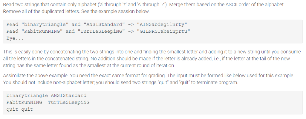 Solved Read two strings that contain only alphabet (a | Chegg.com