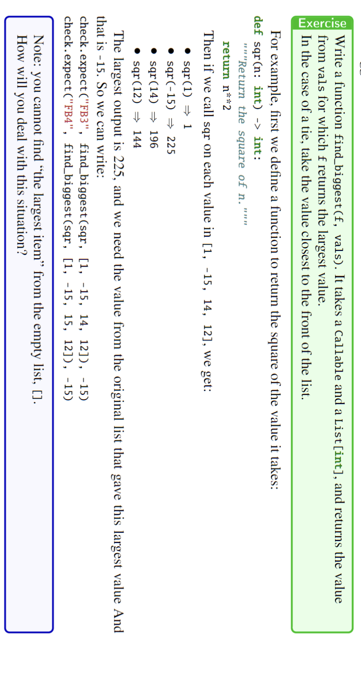 Solved Write a function find_biggest (f, vals). It takes a | Chegg.com